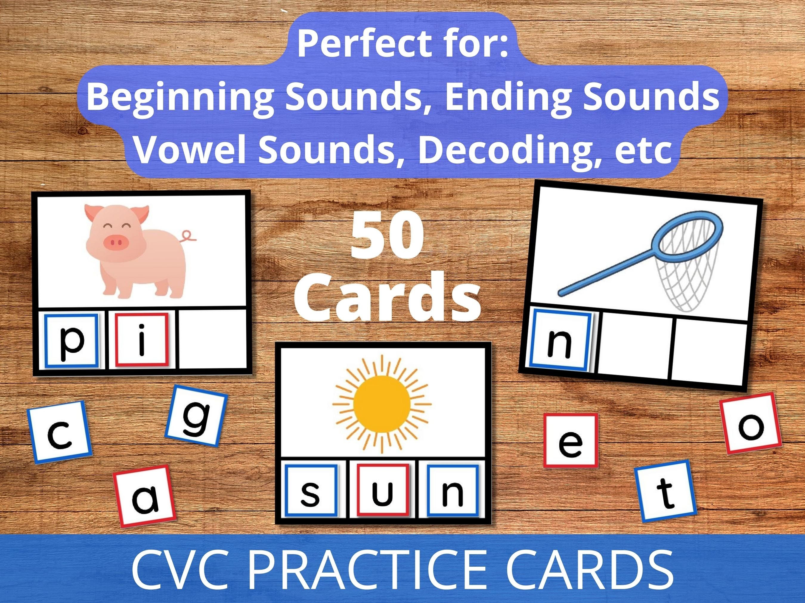 CVC Words Printable, Phonics Cards, Beginning Sounds, Early Reading ...