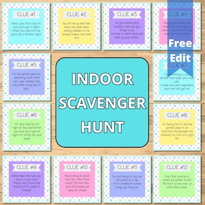 Indoor Scavenger Hunt Printable, Treasure Hunt for Kids, Scavenger Hunt ...