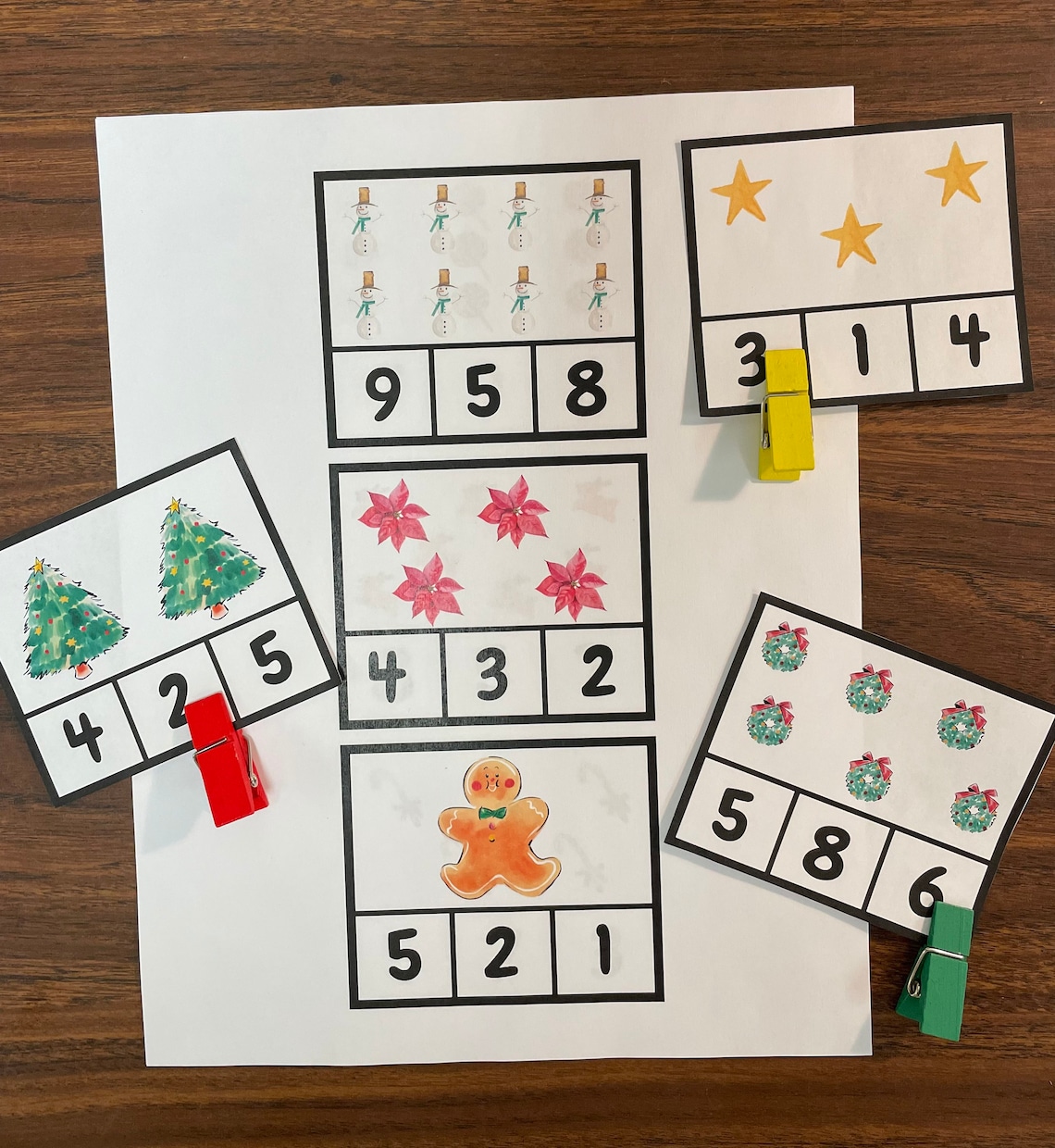 Christmas Count and Clip Cards Printable Christmas Kids - Etsy