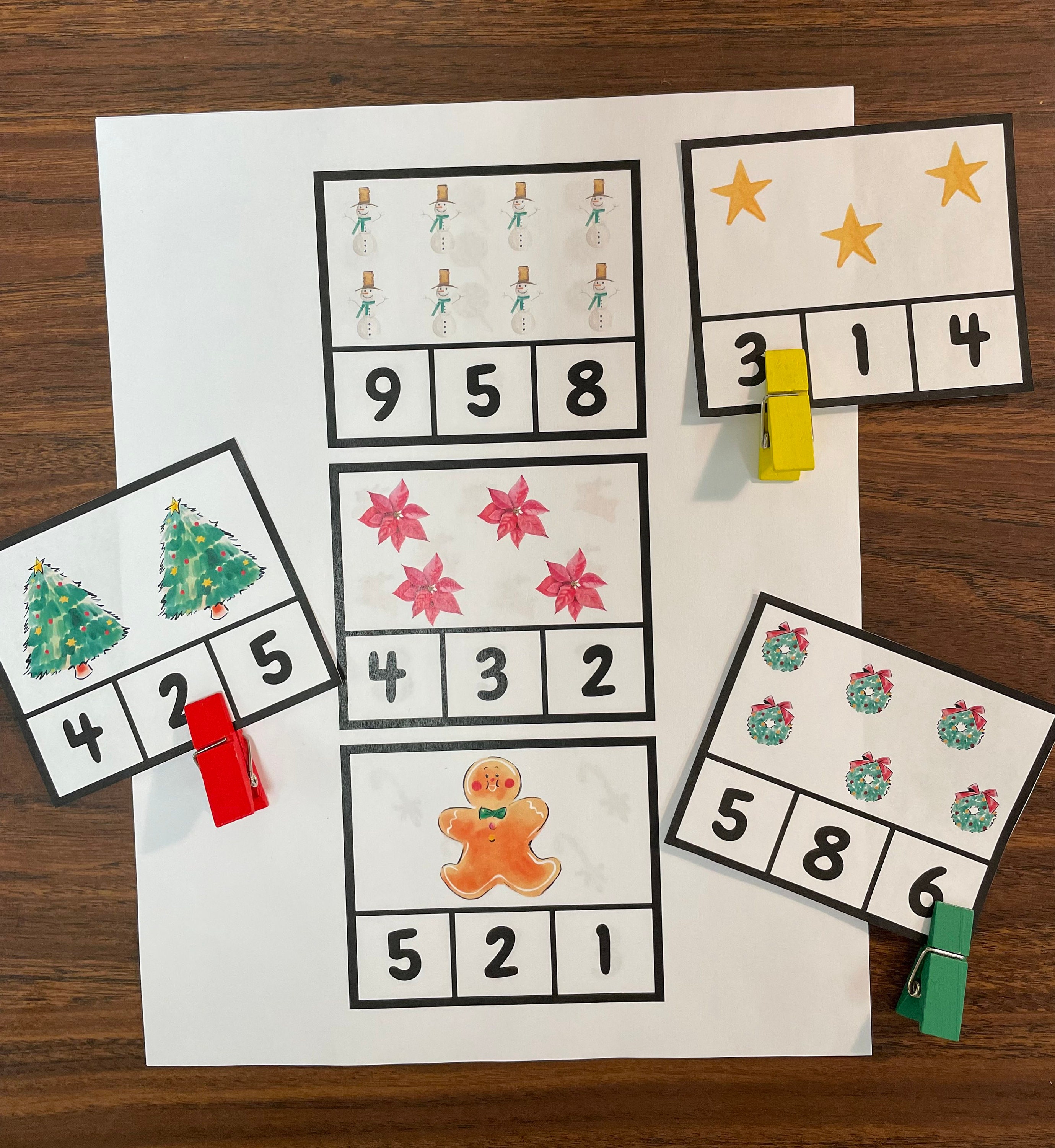 Christmas Count and Clip Cards, Printable Christmas Kids Activity ...