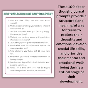 100 Journaling Prompts for Teens, Deep Thought Self-care Journal ...