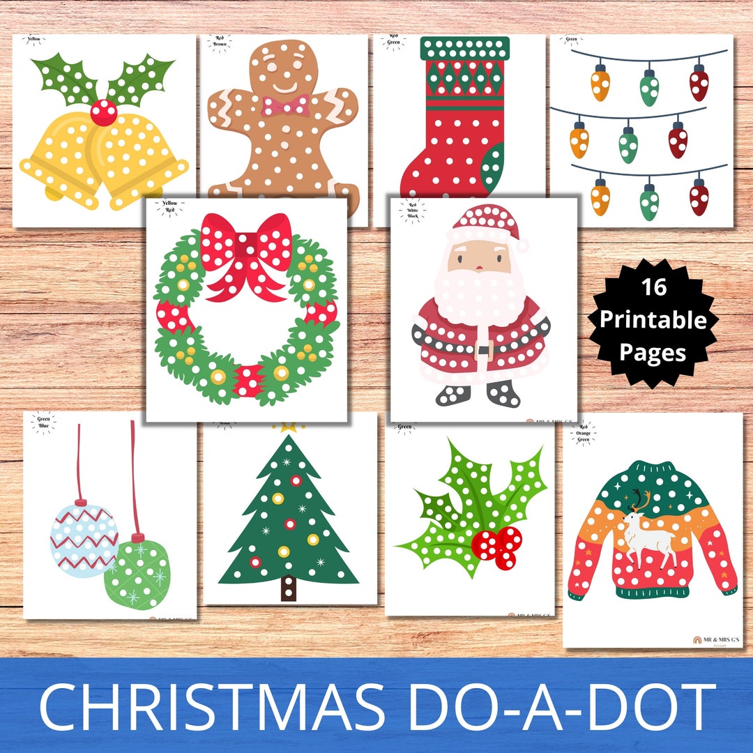 Christmas Do-a-dot Painting, Q-tip Painting Craft, Dot Marker Printable ...