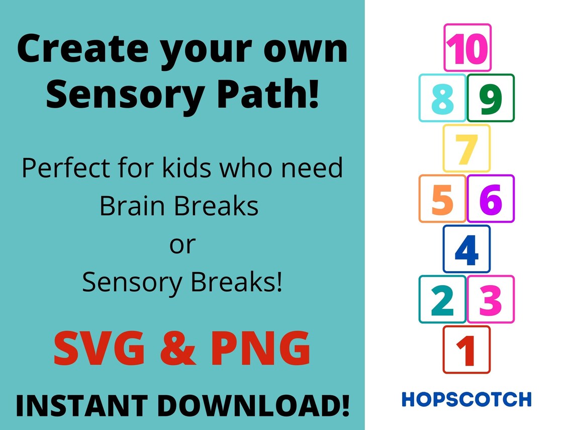 HOPSCOTCH Sensory Path SVG and PNG Hopscotch Cut File Brain | Etsy