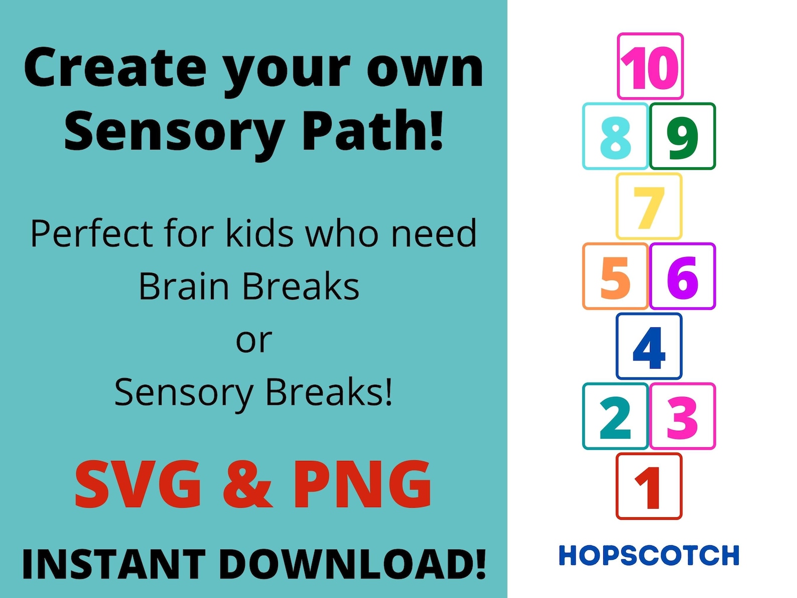 HOPSCOTCH Sensory Path SVG and PNG Hopscotch Cut File Brain | Etsy