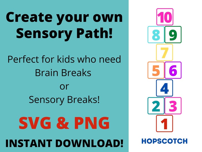 HOPSCOTCH Sensory Path SVG and PNG, Hopscotch Cut File, Brain Break ...