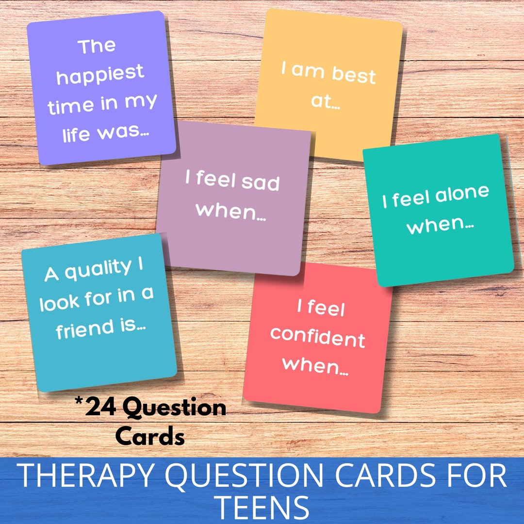 Therapy Question Cards for Teens, Conversation Starter Cards, Anxiety ...