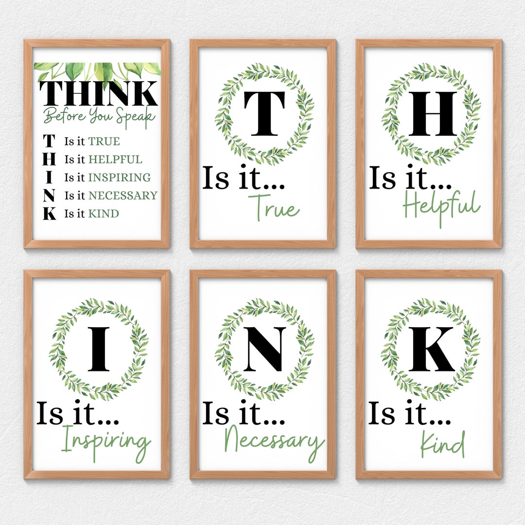 THINK Before You Speak Poster Set, Botanical Classroom Decor, Class ...