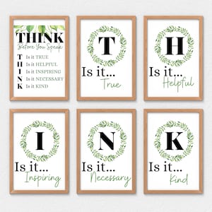 THINK Before You Speak Poster Set, Botanical Classroom Decor, Class ...