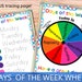 DAYS of the WEEK Printable Wheel, Yesterday Today Tomorrow Activity ...
