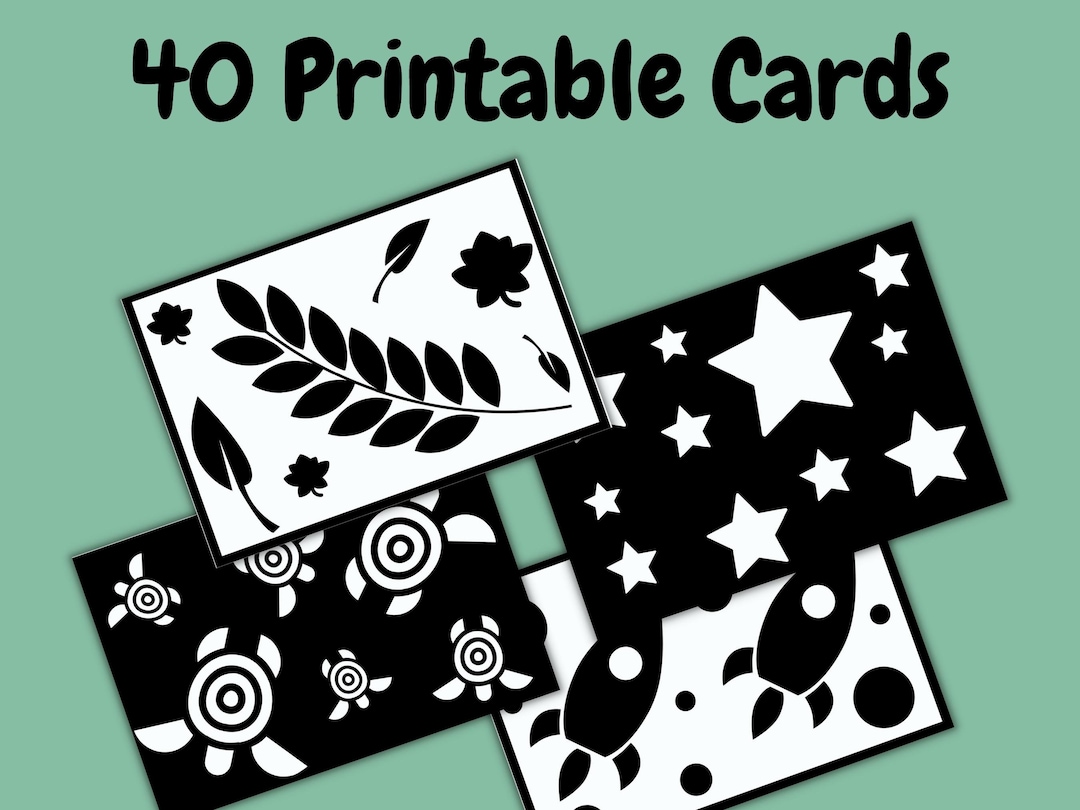 40 Black and White Baby Cards, High Contrast Printable Montessori ...