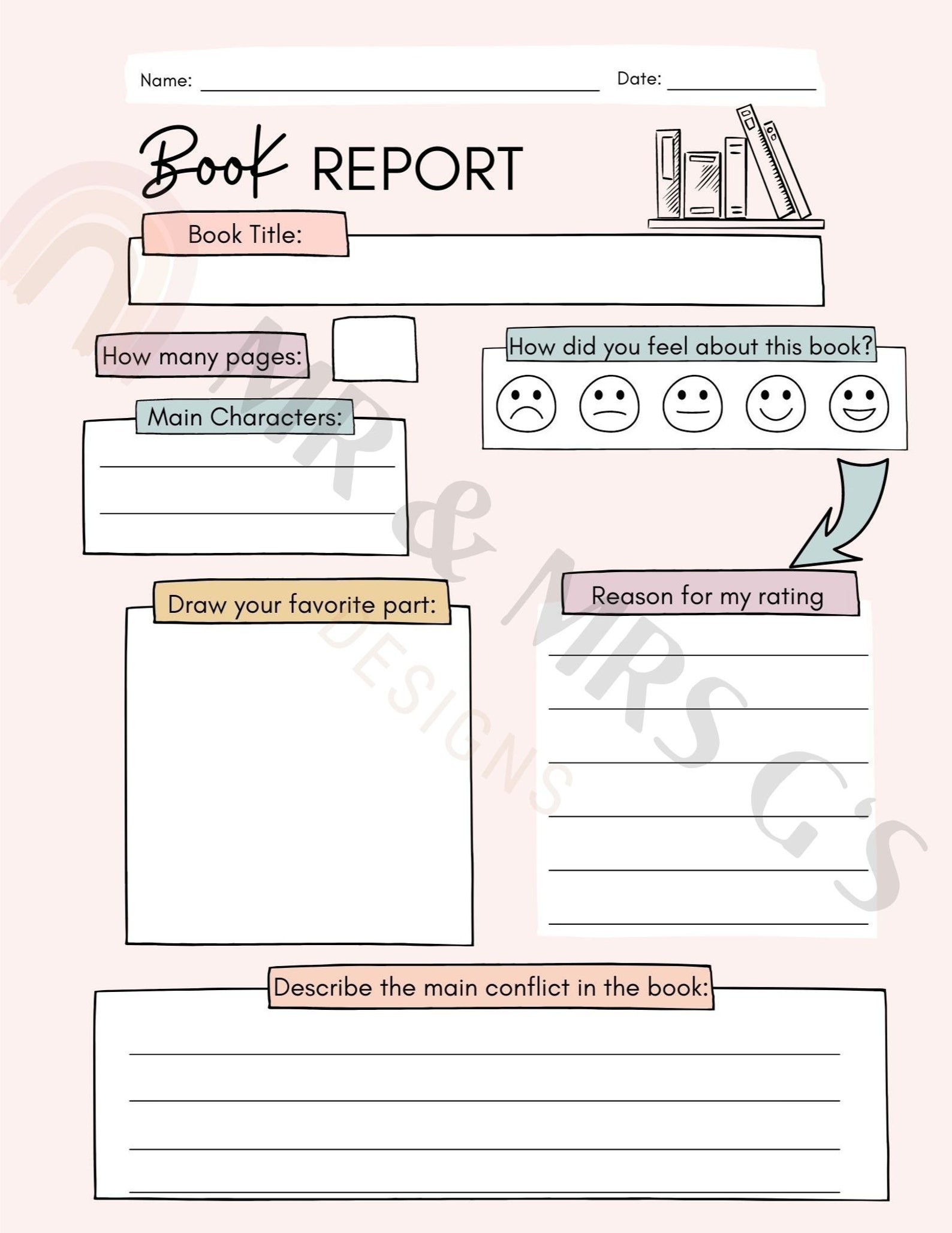 Book Report - Book Review - Printable Book Report - Reading Worksheet ...