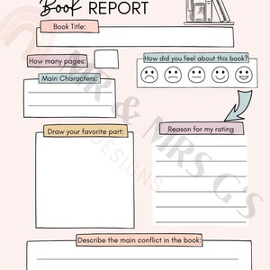 Book Report - Book Review - Printable Book Report - Reading Worksheet ...