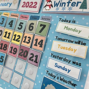 Perpetual Calendar for Kids, Preschool Calendar Board, Homeschool ...