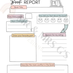Book Report - Book Review - Printable Book Report - Reading Worksheet ...
