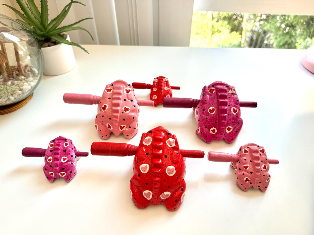 Valentine Wooden Frog, Wood Croaking Musical Frog, Wooden Toys Frog ...
