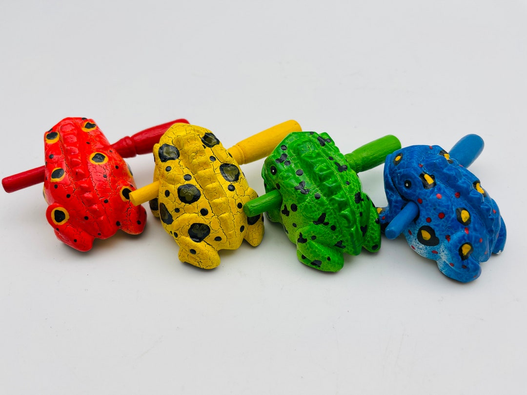 Colorful Wood Croaking Musical Frog Percussion Drum Rasp Instrument Toy ...