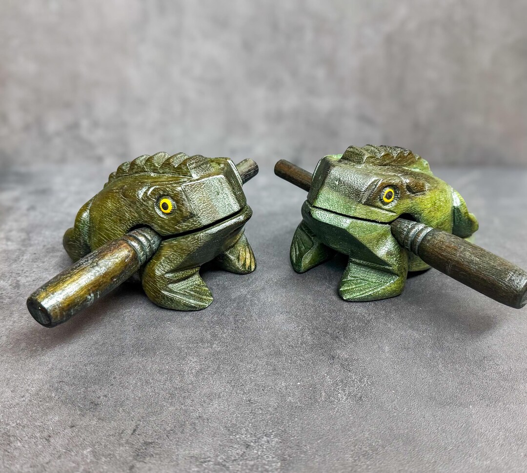 Wooden Green Frog, Wood Croaking Musical Frog, Wooden Toys Frog, Wooden ...