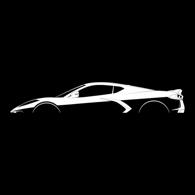 Corvette (C8) Silhouette Vector File - Etsy