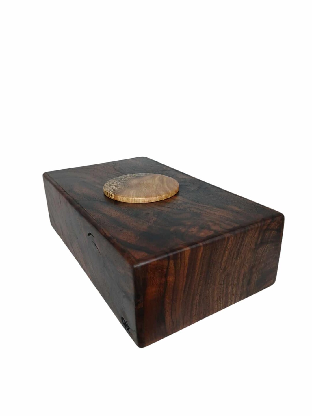 Bu. Black Walnut Burl Shoe Box Urn With Blued Oak Lid.....century URNS ...