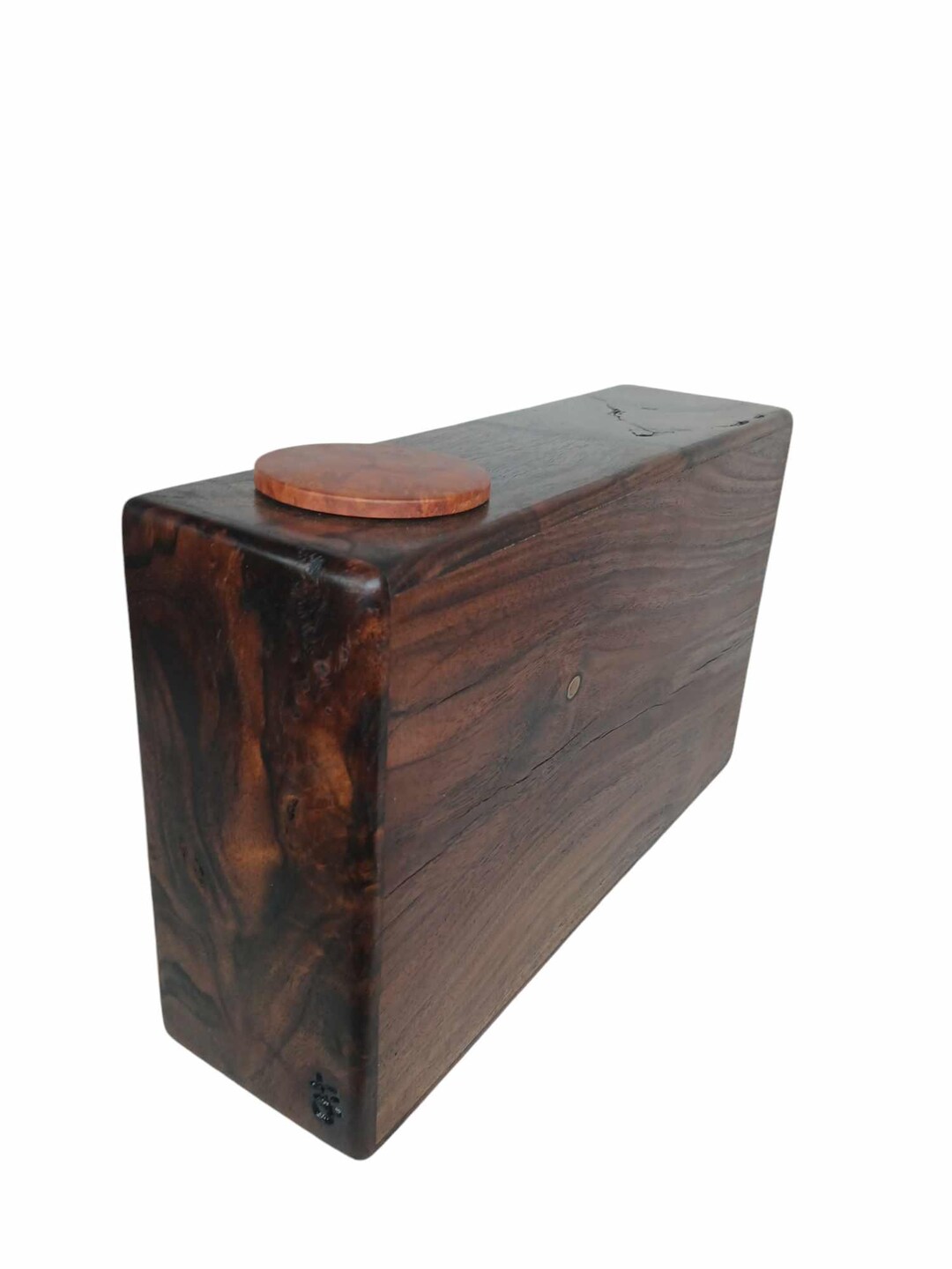 Bu. Black Walnut Burl Shoe Box Urn With Madrone Burl Lid....century ...