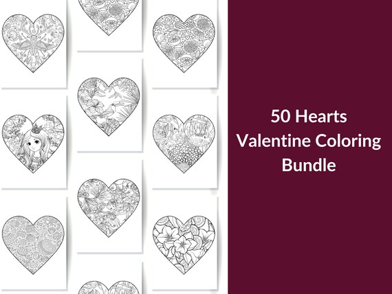 50 Hearts Coloring Pages