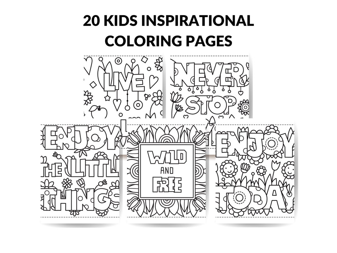 20 Motivational Instant Download Coloring Pages, Coloring Book for Kids ...