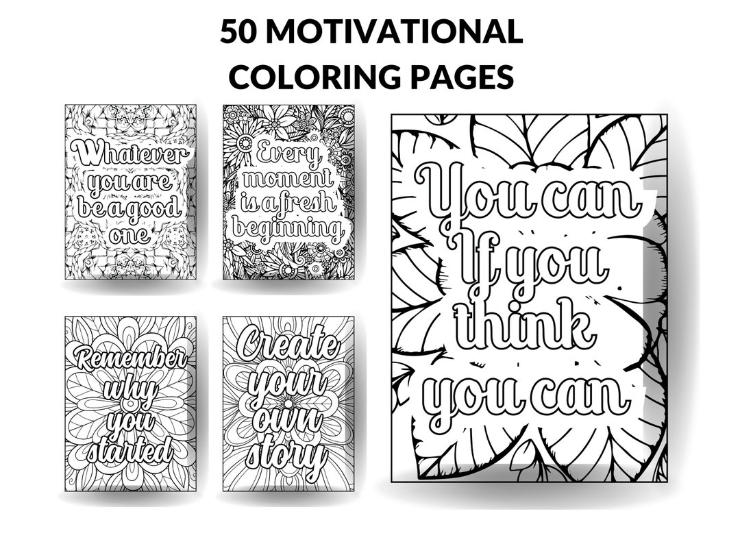 50 Motivational Coloring Pages, Pdf Coloring Book, Digital Coloring ...