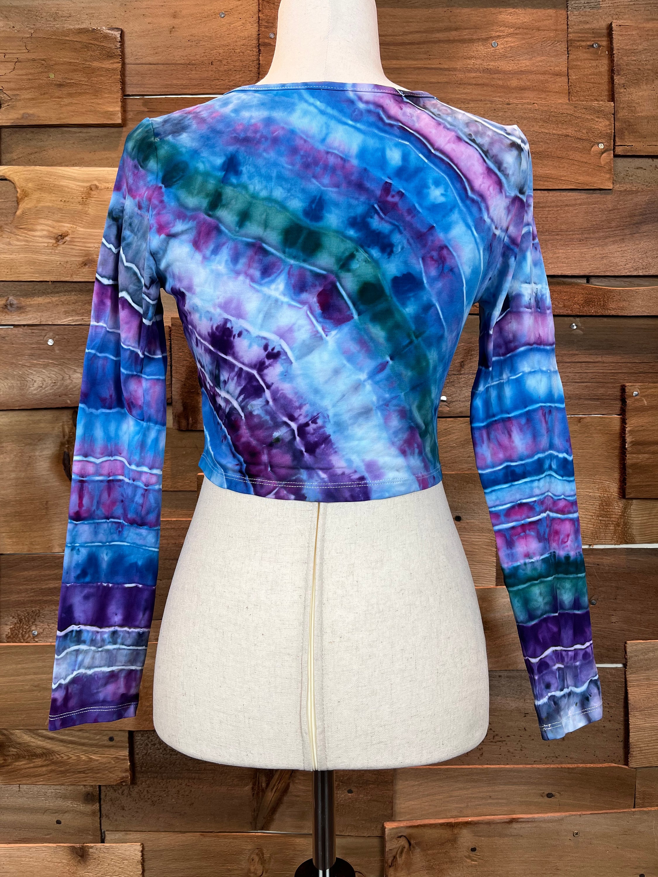 Blue Purple Long Sleeve Tie Dye Crop Top | Size M | Hippie, Boho ...