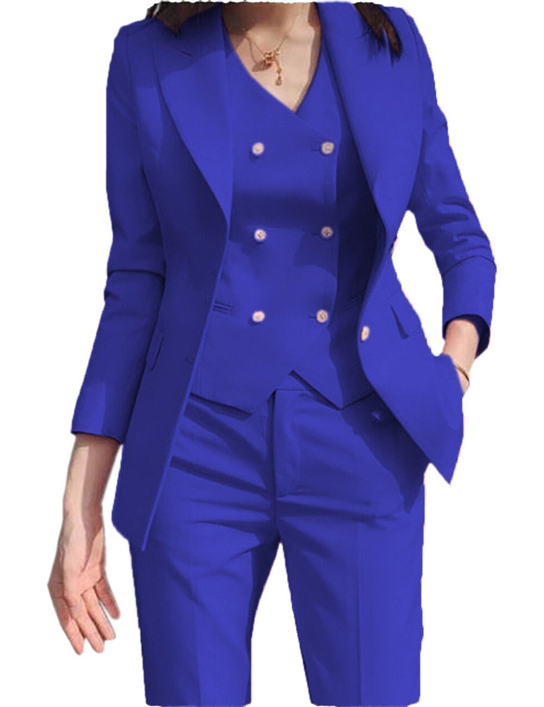 Blue Pant Suit for Women Three Piece Suit Women Formal Wear - Etsy