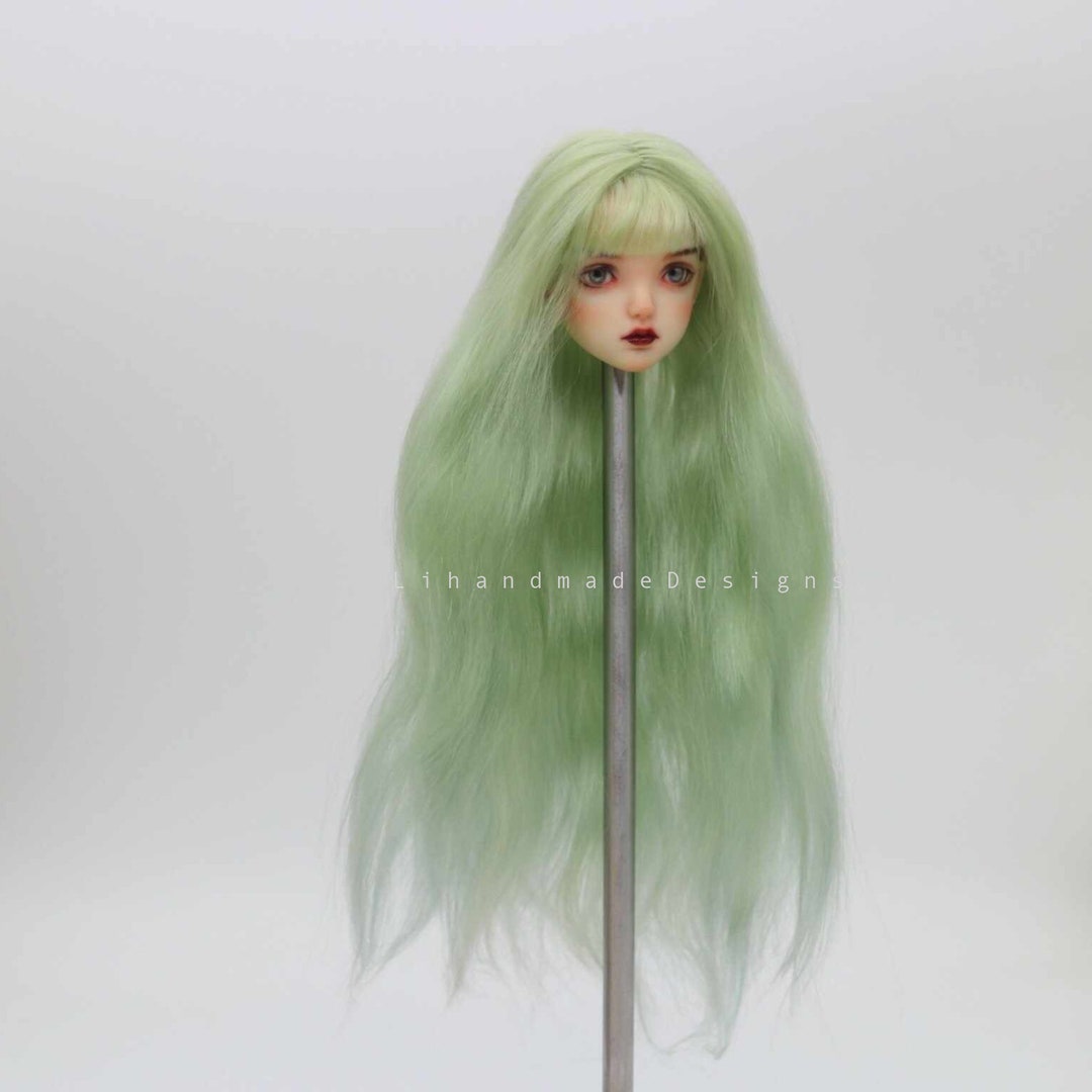 Custom Green 10cm/4 Hard Cap Mohair Wig for Bjd Doll, Doll Hair Bjd ...