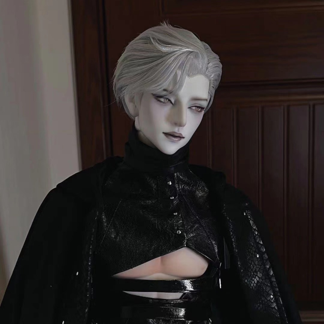 Silvery Black Gold Handmade 8-9'' Bjd Hair Styled Doll Wig for 1/3 Bjd Sd Soom Art Doll ...