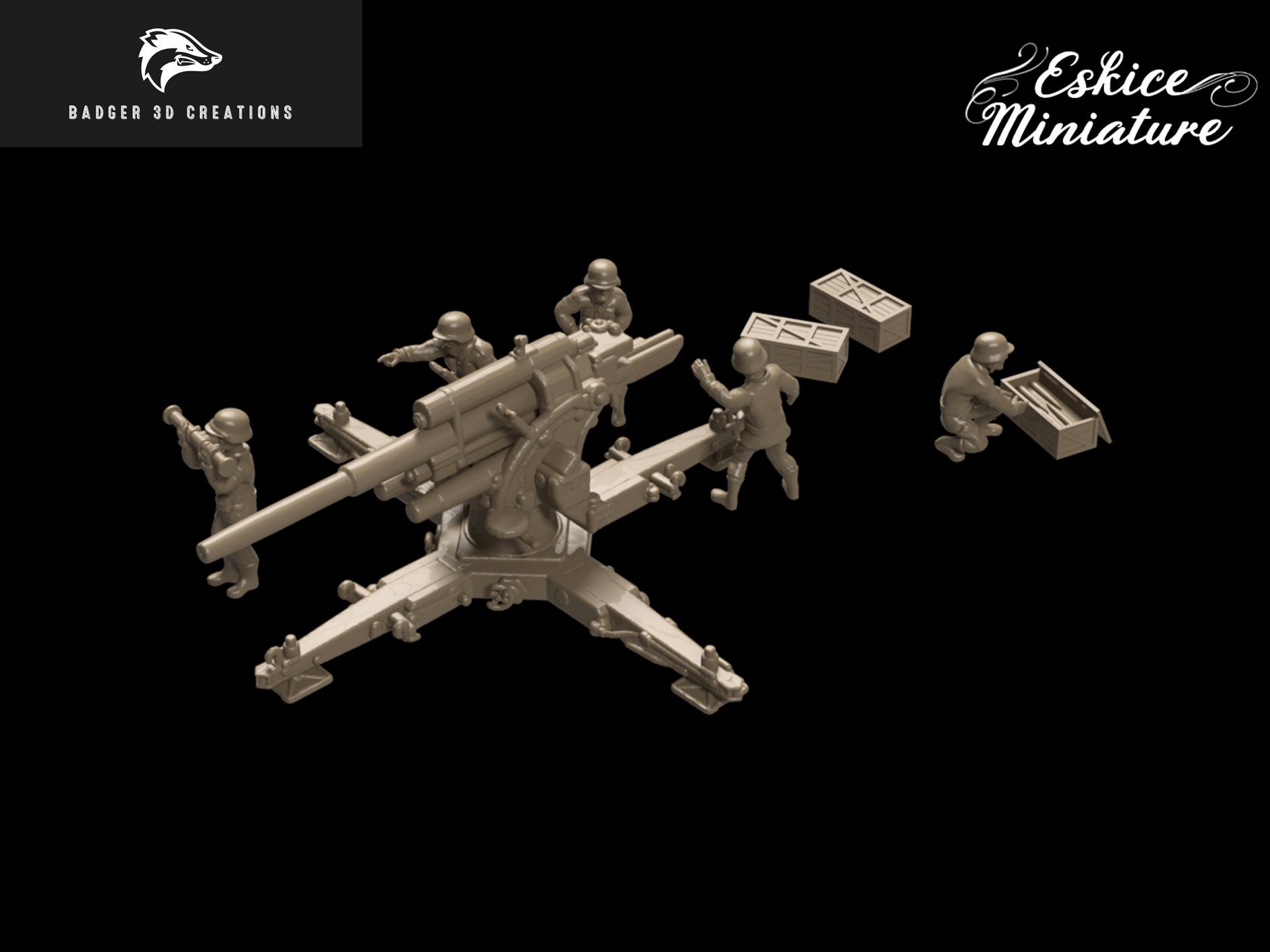 WWII German 88mm Flak Gun With Crew Resin Bolt Action / Chain - Etsy ...