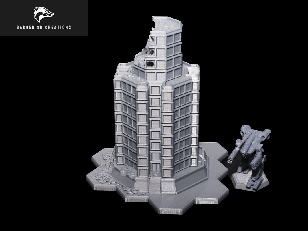 3D Printed Ruined Corporate Tower for Battletech 6mm Scale - Etsy