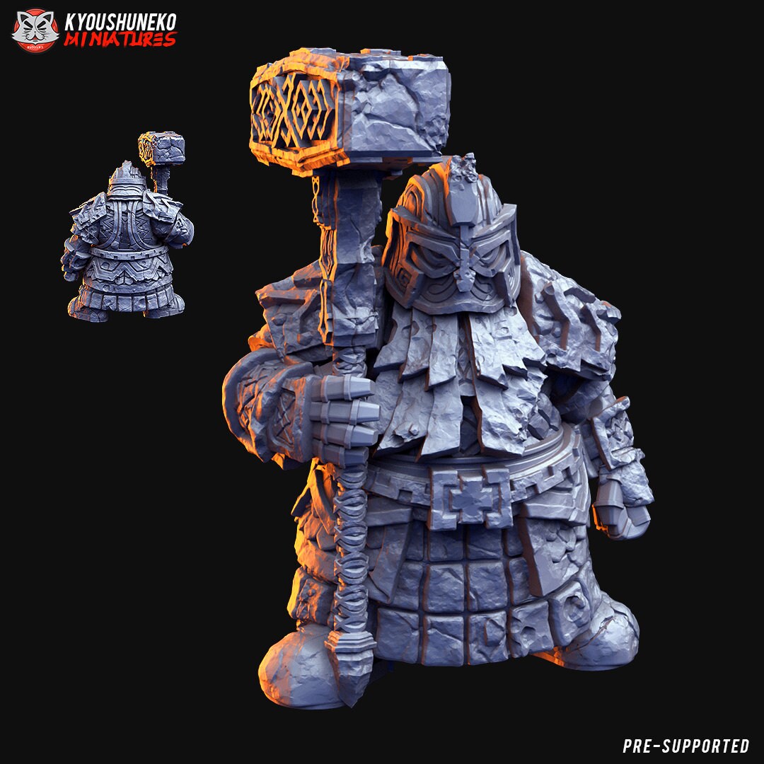 Kyoushuneko Dwarf Rune Protector Golem / Wargames / Fantasy - Etsy