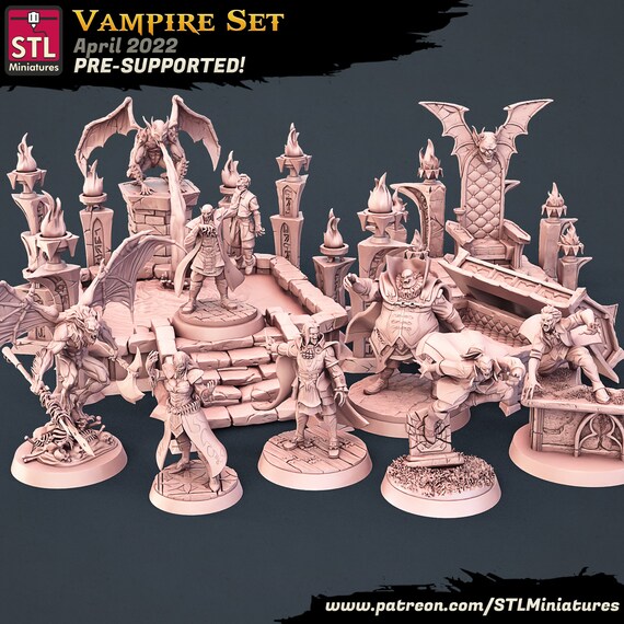 STL Miniatures Massive Vampire Set 4-8K Resin Fantasy / D&D - Etsy