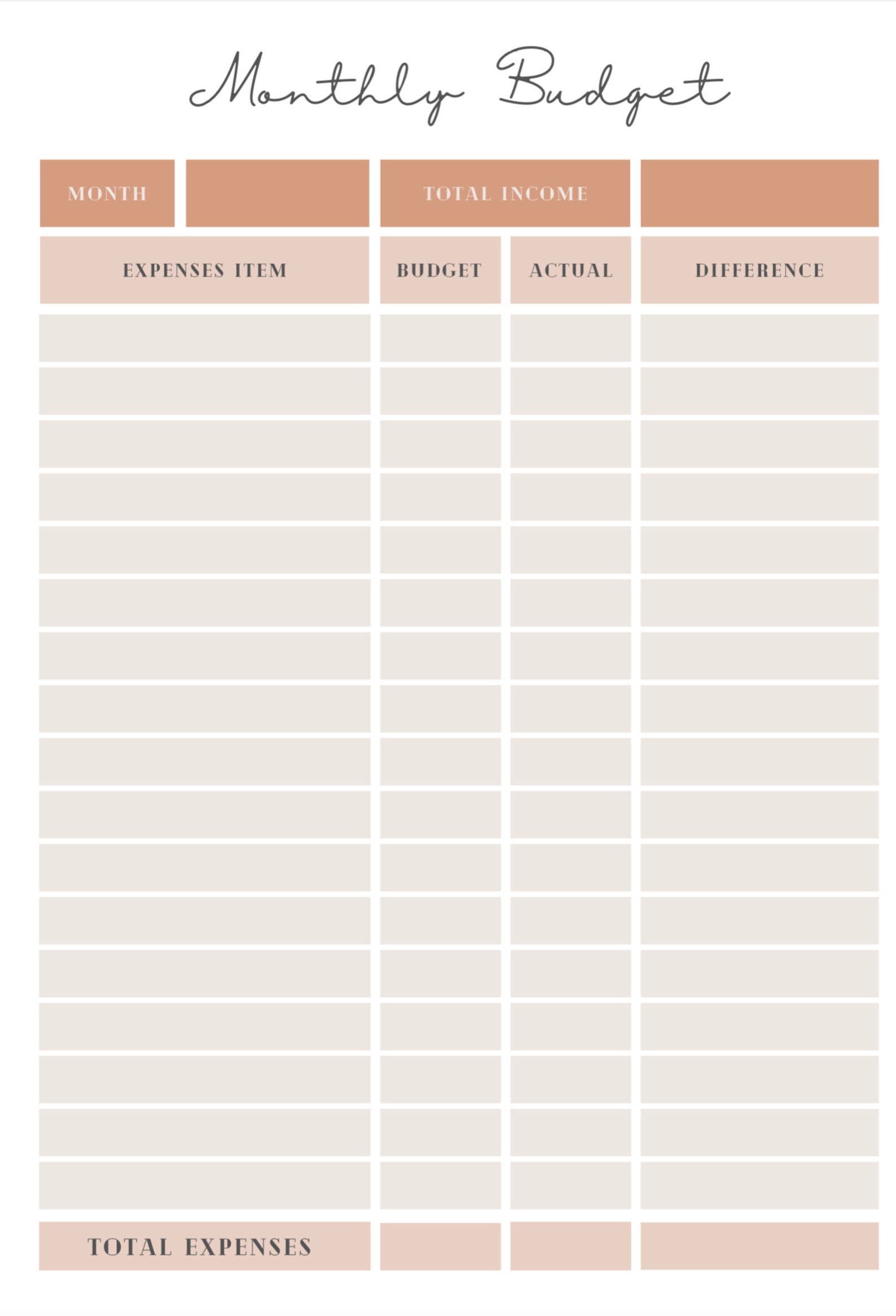 Digital & Printable Budget Template - Etsy