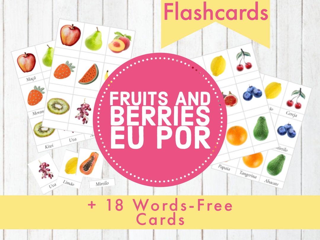 Flashcards in Portuguese Language Topic Fruits and Berries - Etsy