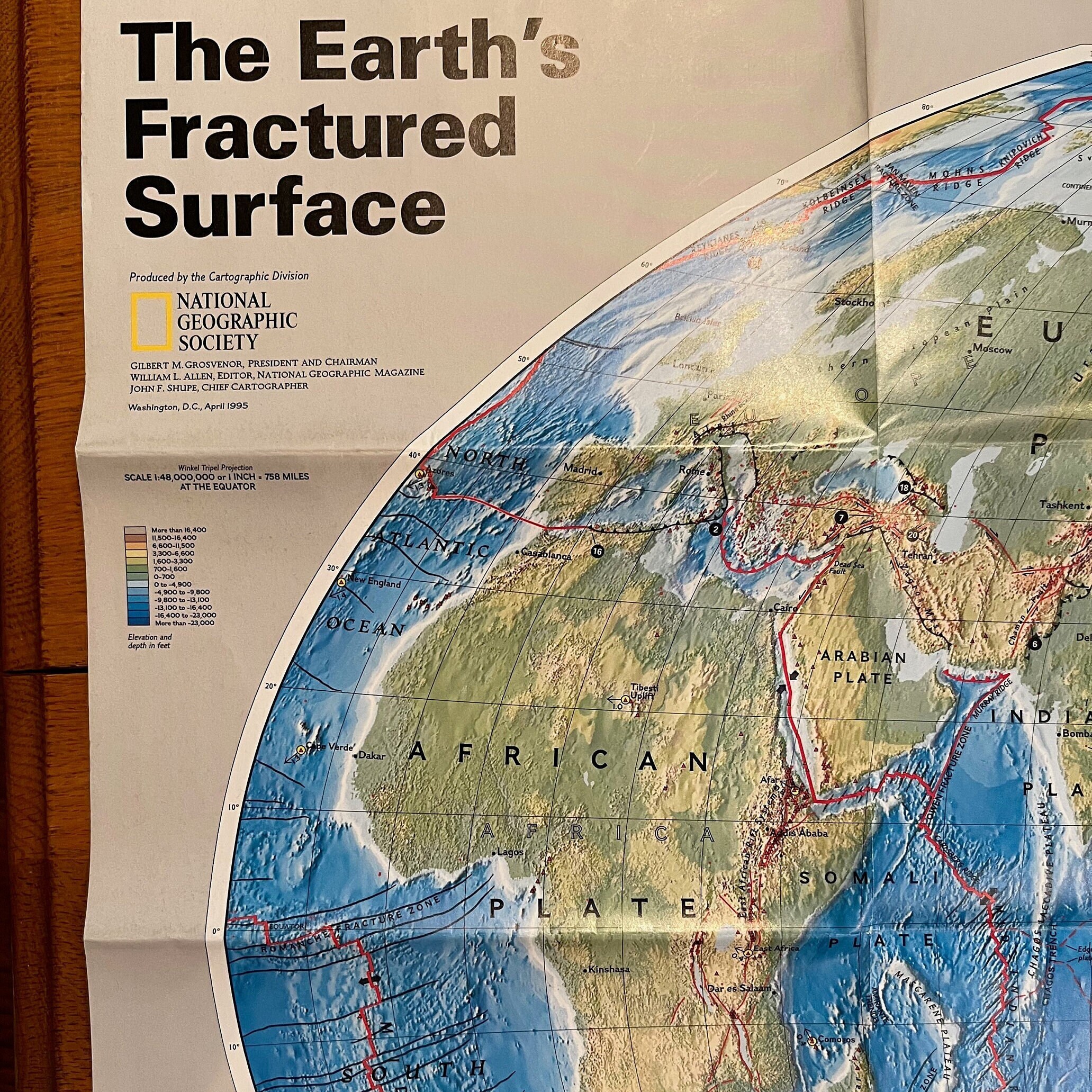 Vintage Map of Earth's Tectonic Plates National - Etsy