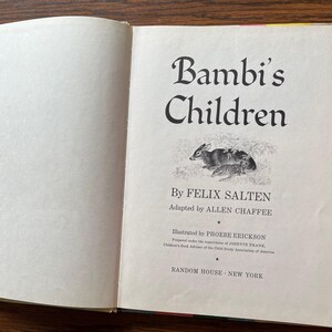 Bambi's Children Felix Salten Adapted by Allen Chaffee Vintage Picture ...