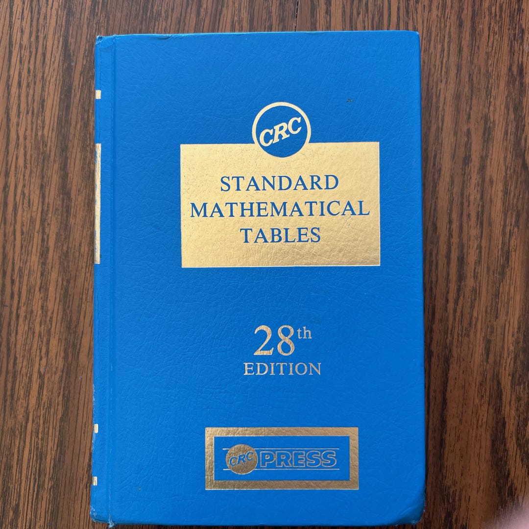 CRC Standard Mathematical Tables - Vintage Study Math Reference Book ...