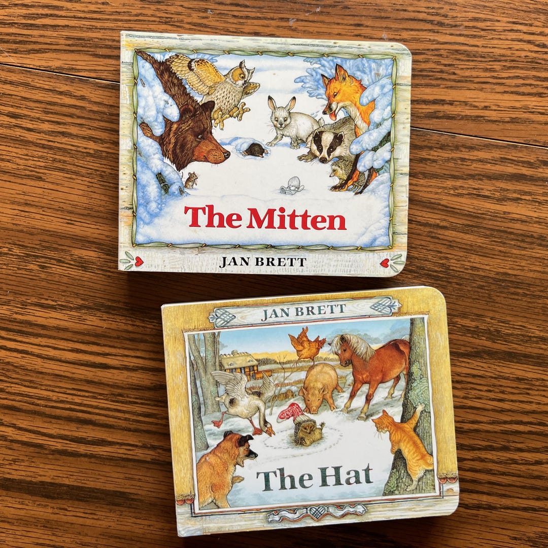 Two Jan Brett Board Books - the Mitten - the Hat - Vintage Ukrainian ...