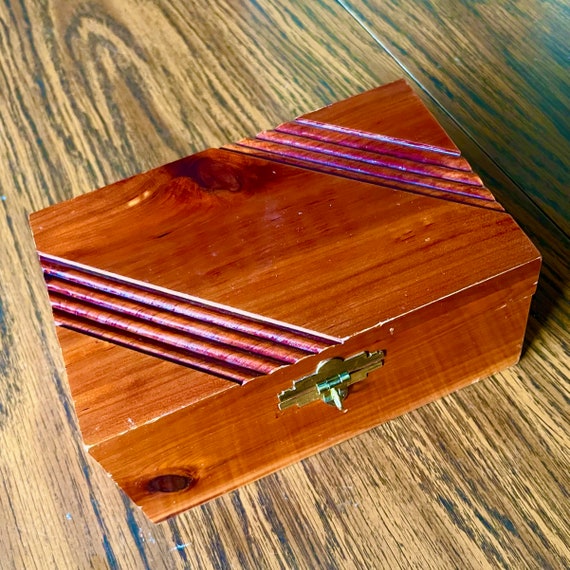 Vintage Wooden Jewelry Box - Decorative Cedar Storage… - Gem