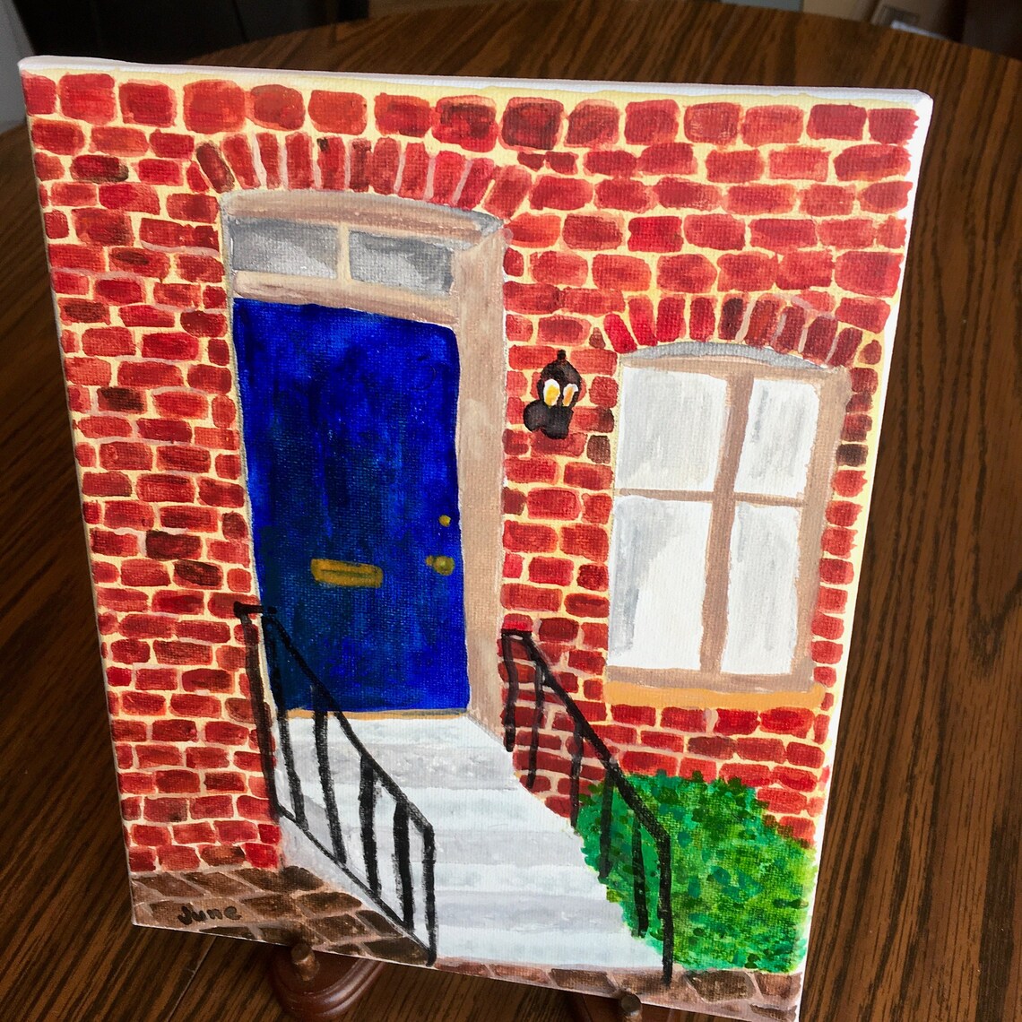 Brick Row Home Blue Front Door - Mini Watercolor Cityscape Canvas - Etsy