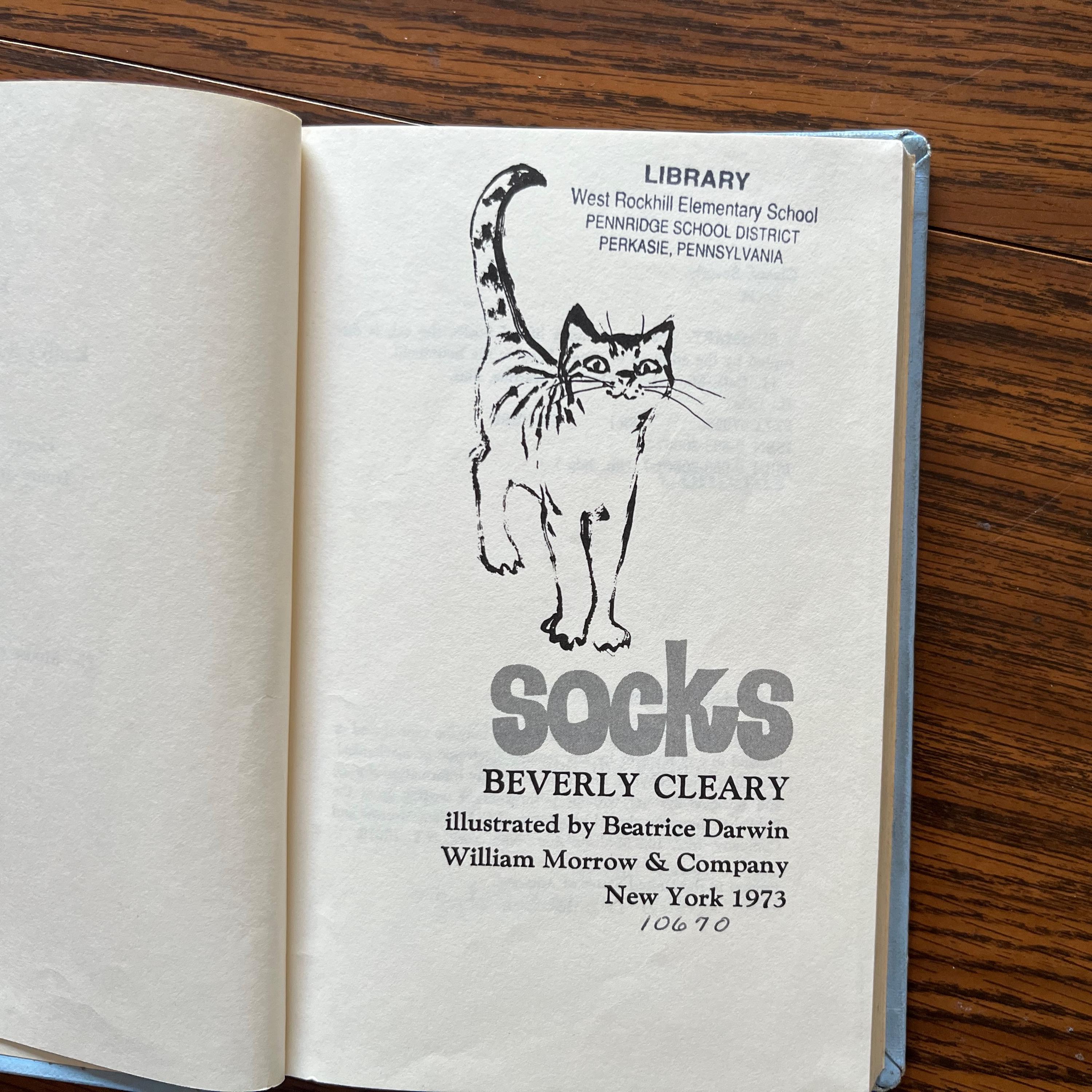 Socks Beverly Cleary 1973 Vintage Hardback Humor and Adventure Award ...