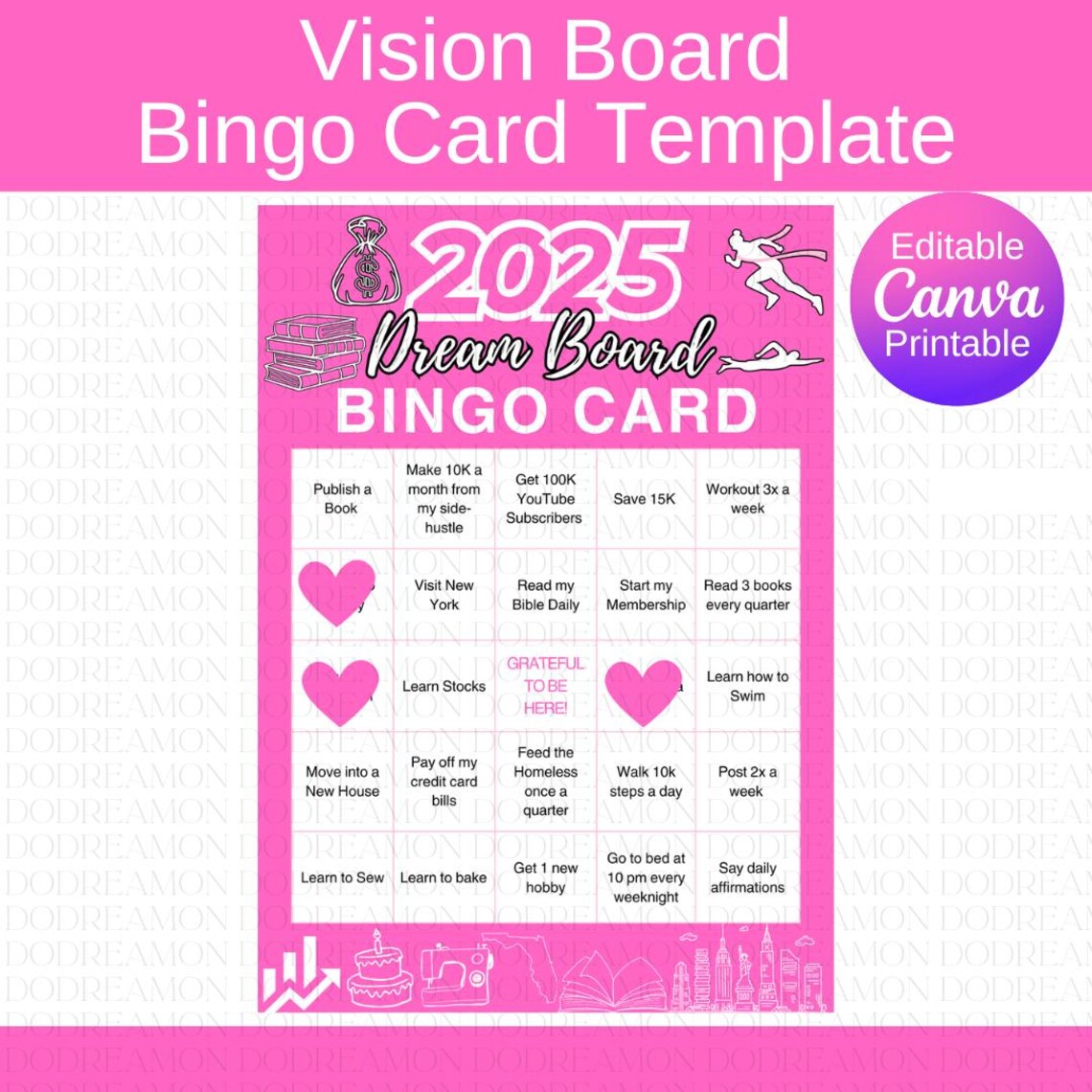 2025 Vision Board Bingo Card Template - Etsy