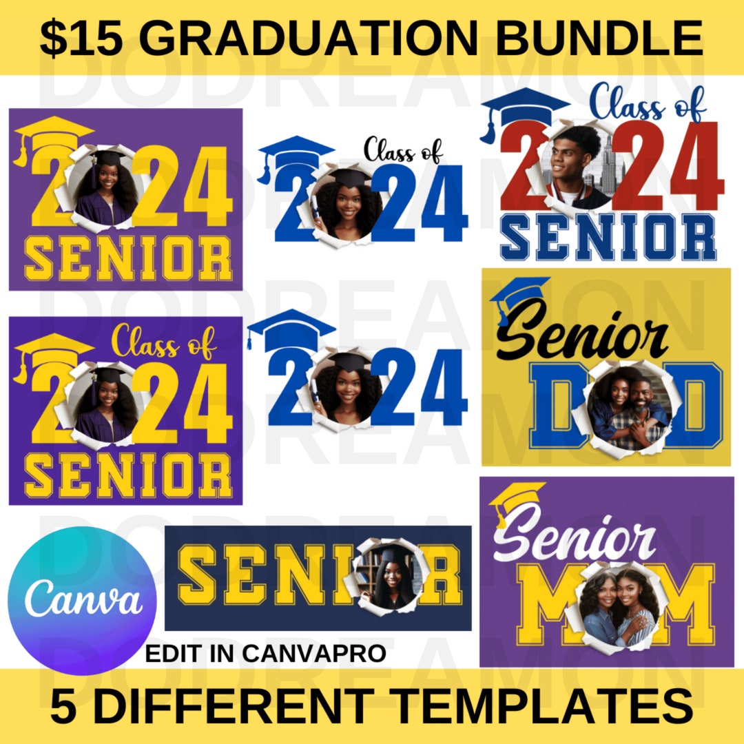 2024 Graduation Frame BUNDLE CANVA Template Graduate | Grad | Class of ...