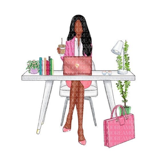 Woman At Desk Clipart