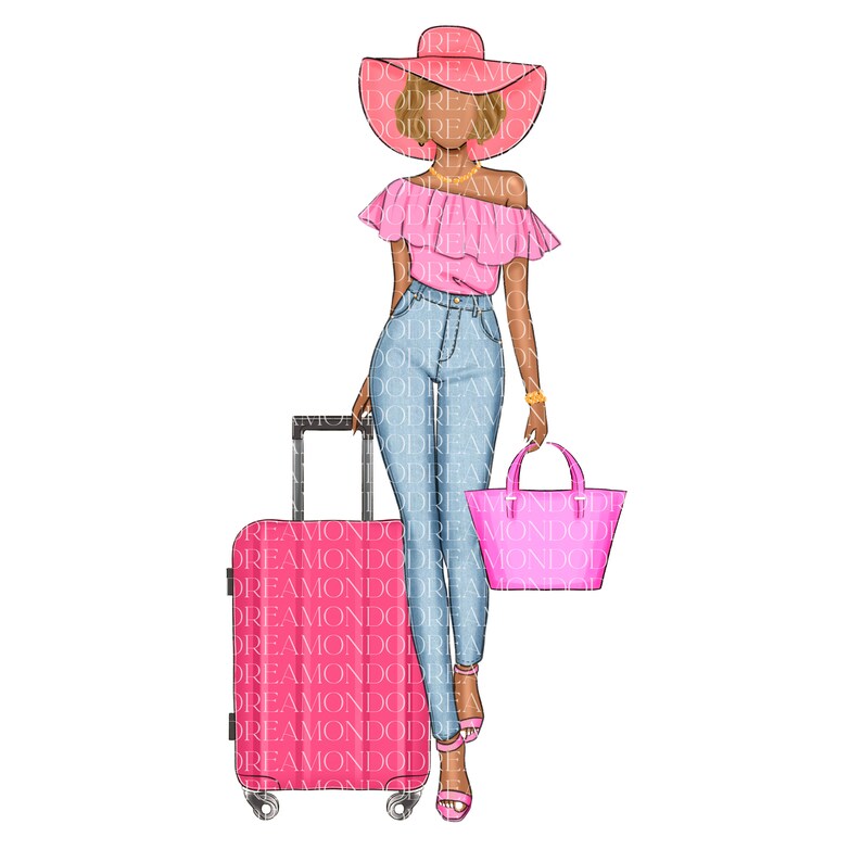 Travel Lady, Vacation Clip Art - Etsy