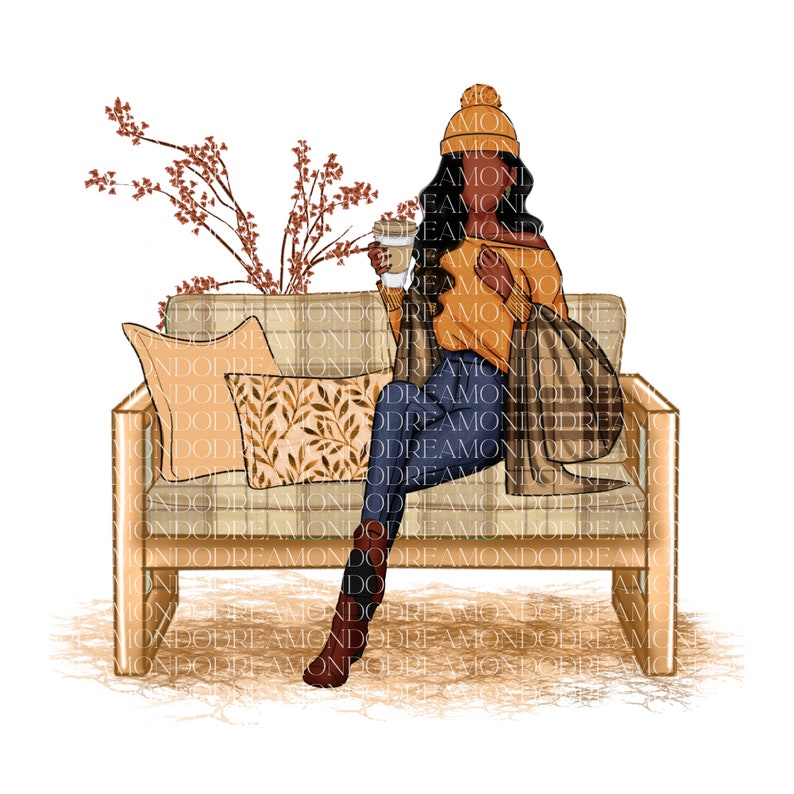 Black Girl Fall Clipart. Fall Clipart. African American Clipart, - Etsy