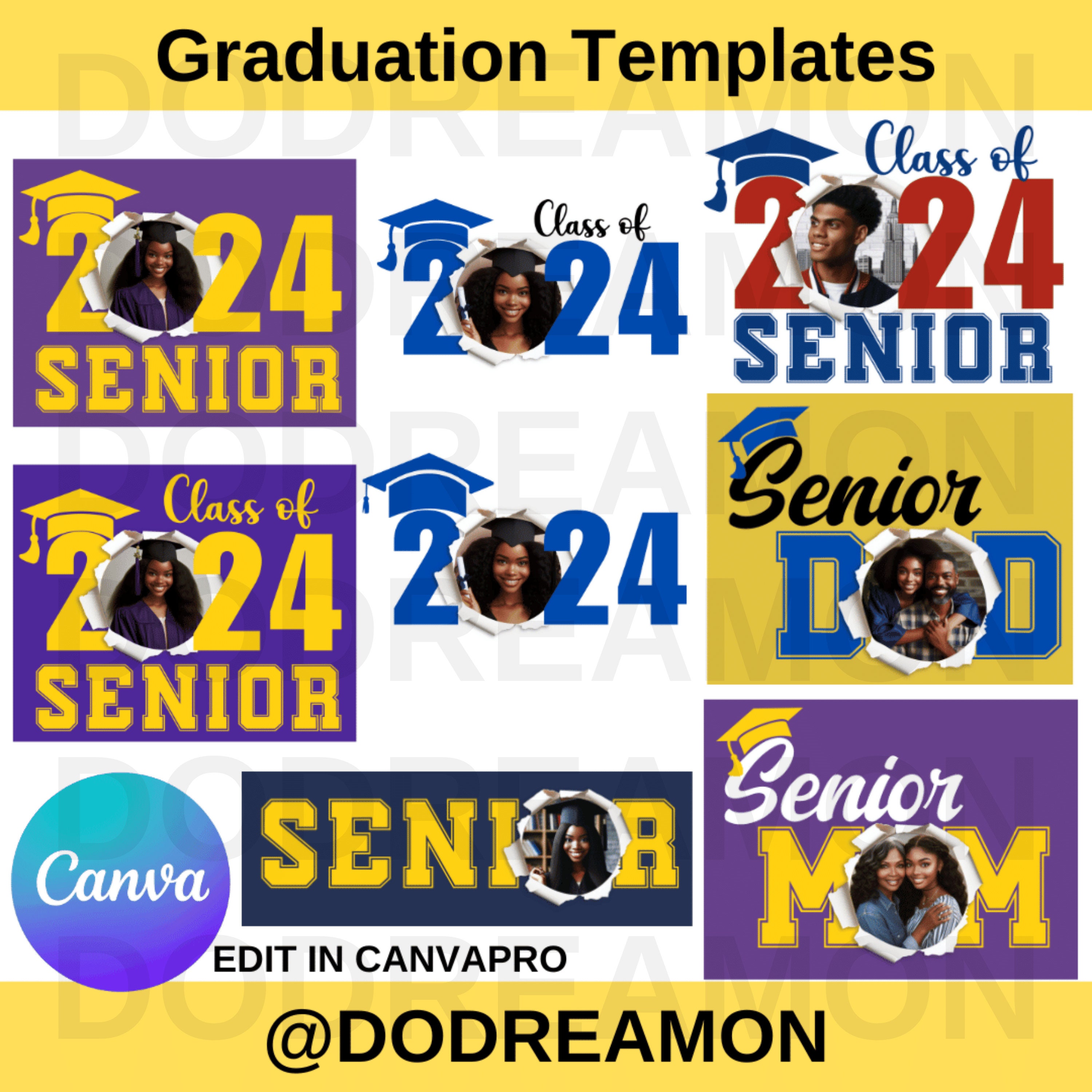 2024 Graduation Frame BUNDLE CANVA Template Graduate | Grad | Class of ...